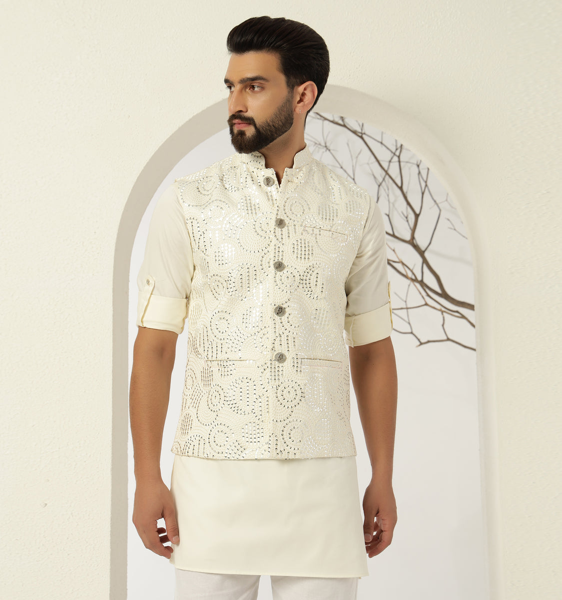 Samrat Embroidered Sequin Nehru Jacket – Mad Clothing India