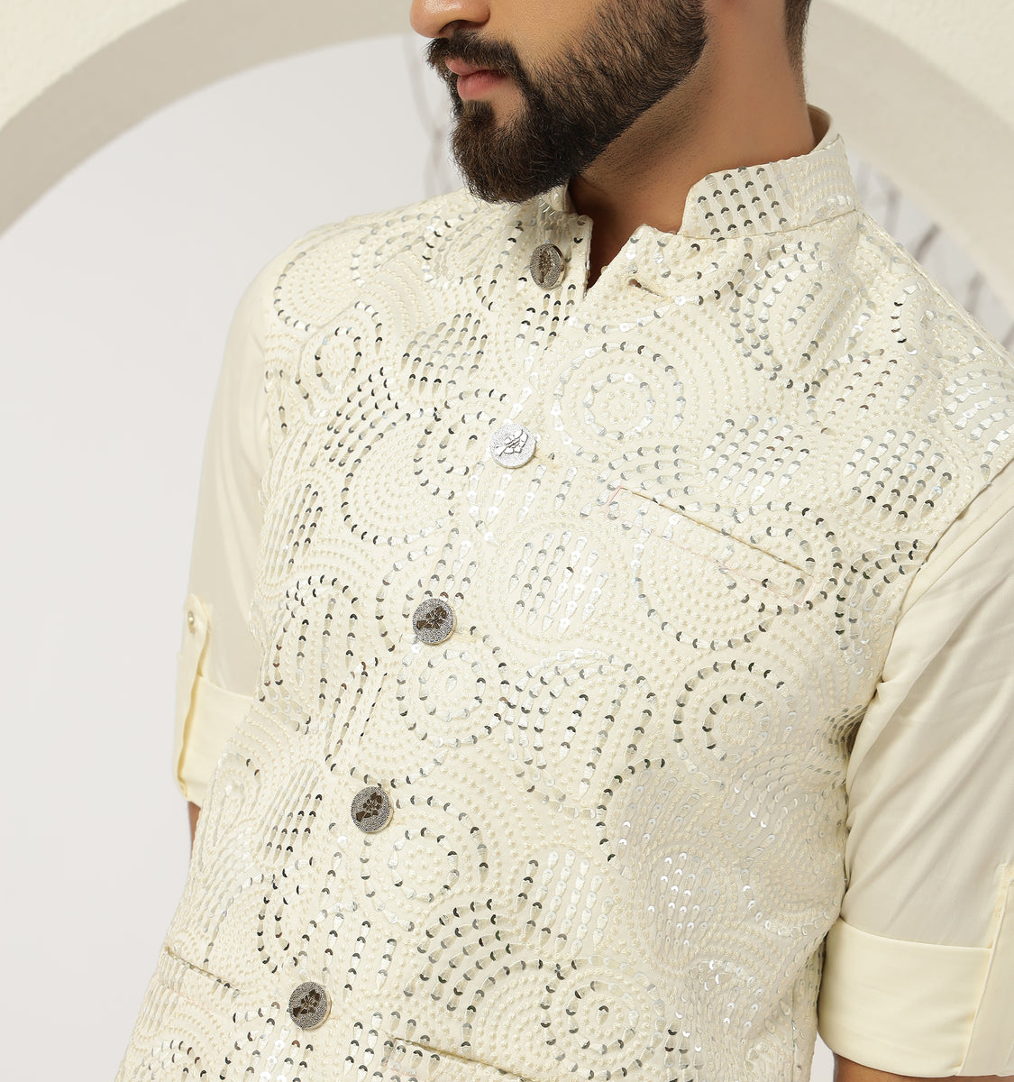 Samrat Embroidered Sequin Nehru Jacket – Mad Clothing India