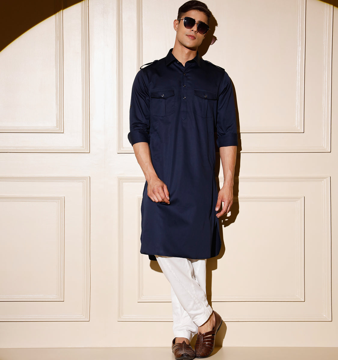 Navy Blue Pathani Kurta – Mad Clothing India